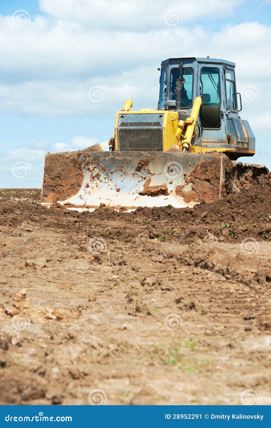 Track-type Loader Bulldozer Excavator at Work Stock Image - Image of ...