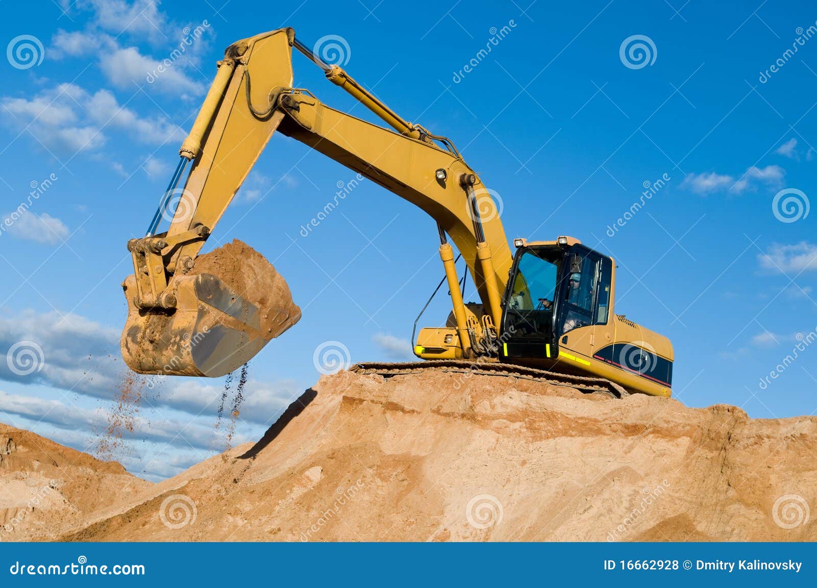 Track-type Loader Excavator at Sand Stock Photo - Image of bulldozer ...