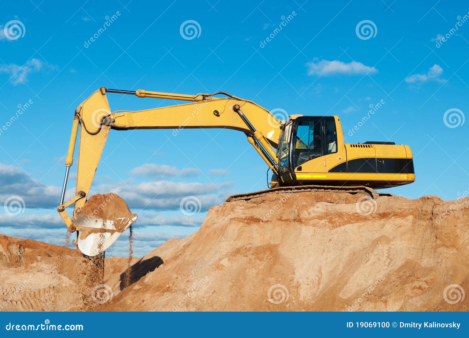 Track-type Loader Excavator at Sand Stock Photo - Image of machine ...
