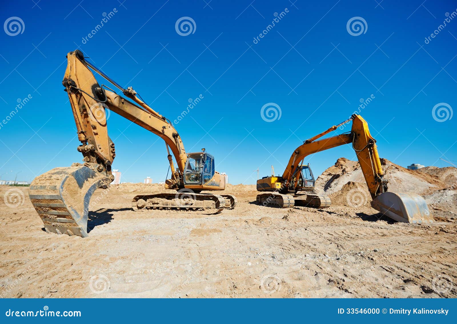 Track-type Loader Excavators at Work Stock Photo - Image of earth ...