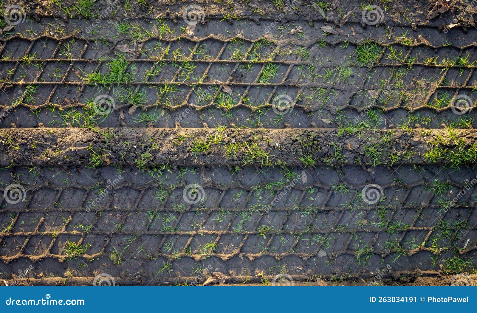 Track Wheel Pattern. Tire Tracj Panorama Texture. Wheel Track on Mud ...