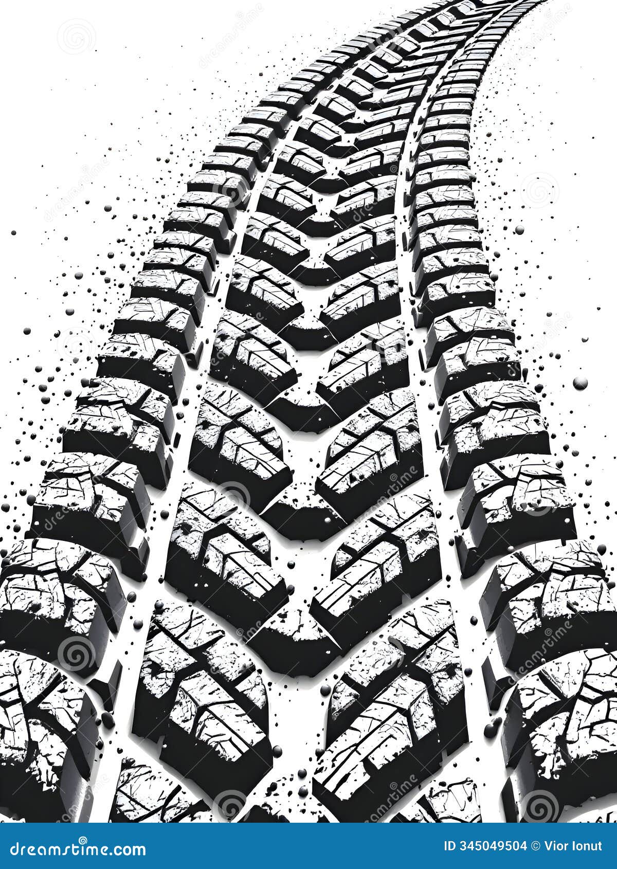 Track of Wheels Going Front Isolated on White Background Stock ...