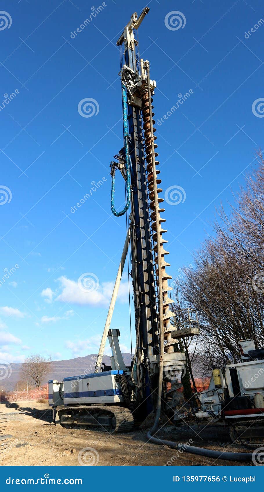 A Tracked Auger Piling Rig Starts the Works in the New Construction ...