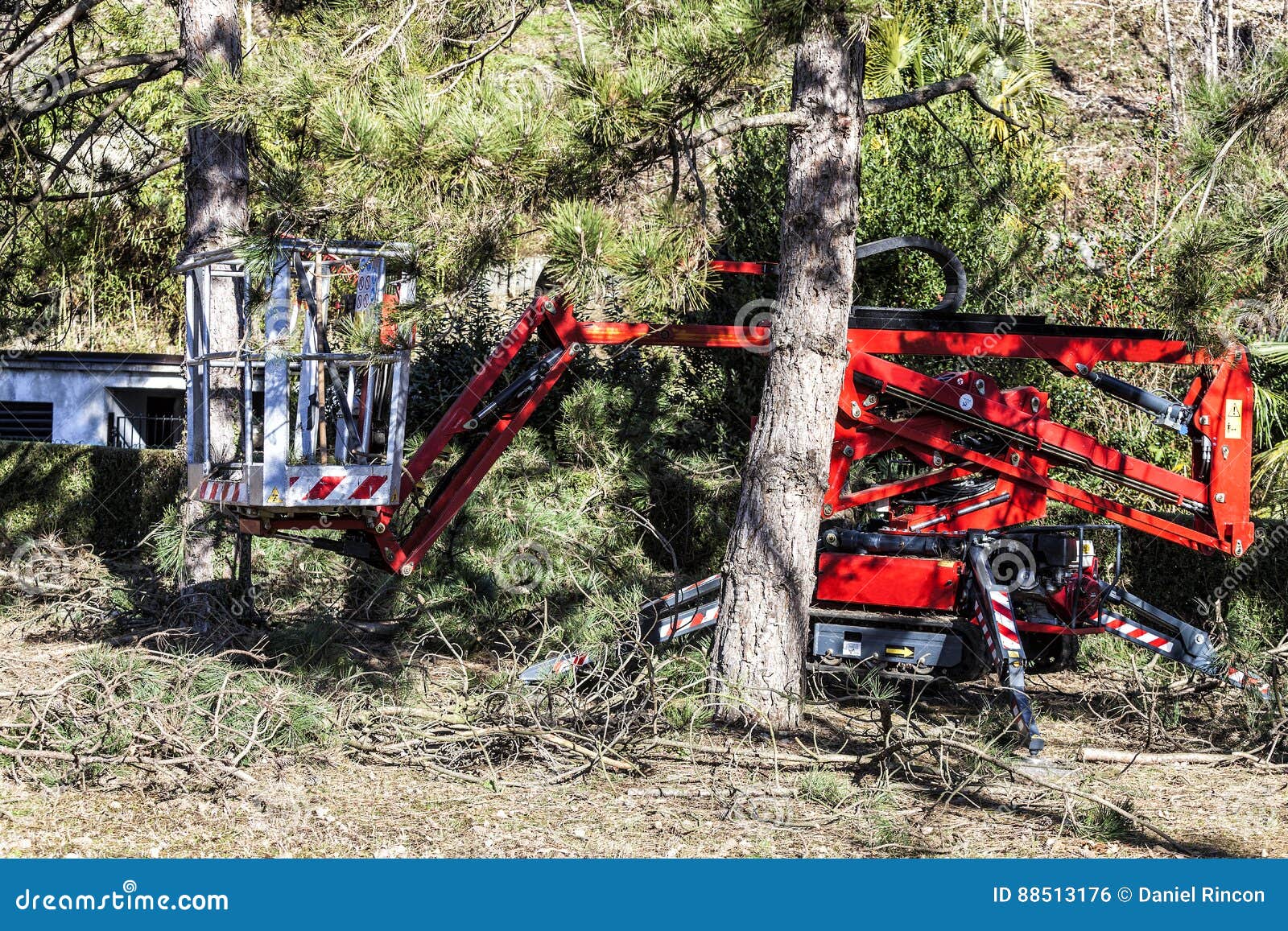 A Tracked Basket for Gardeners. Mobile Aerial Work Platform Stock Photo ...