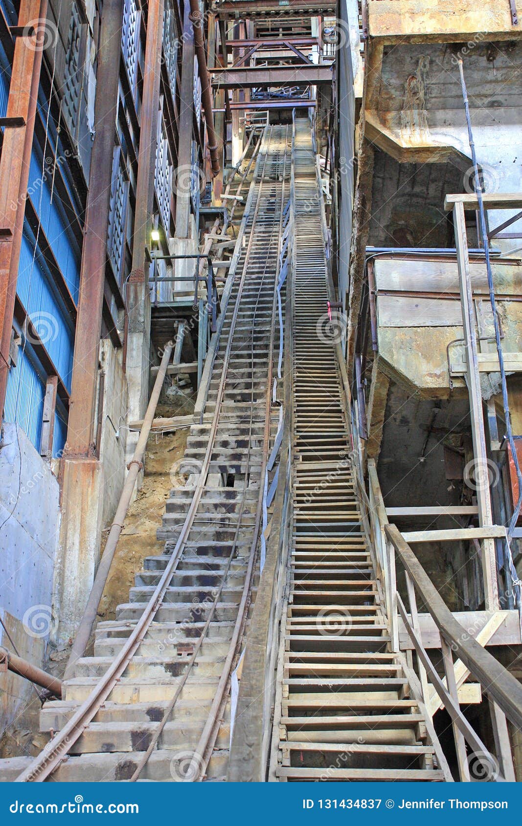 Tracked Elevator in an Old Mine Stock Image - Image of pipes, building ...