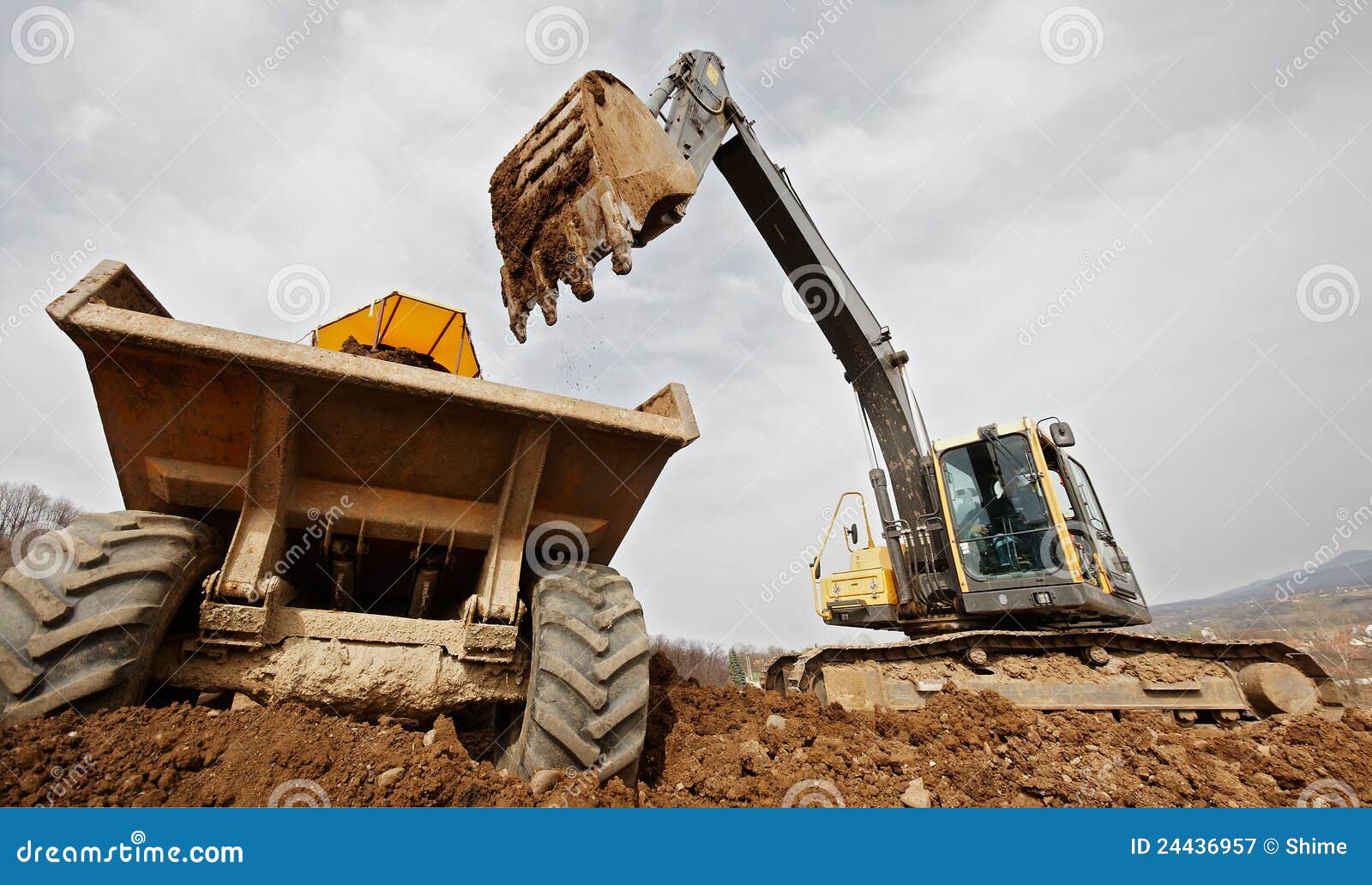 Tracked excavator stock image. Image of heavy, road, equipment - 24436957
