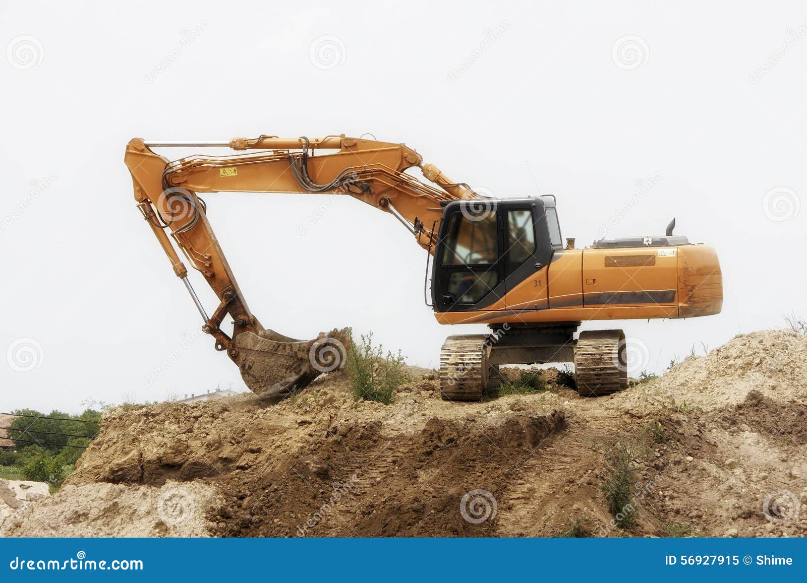 Tracked excavator stock image. Image of yellow, power - 56927915