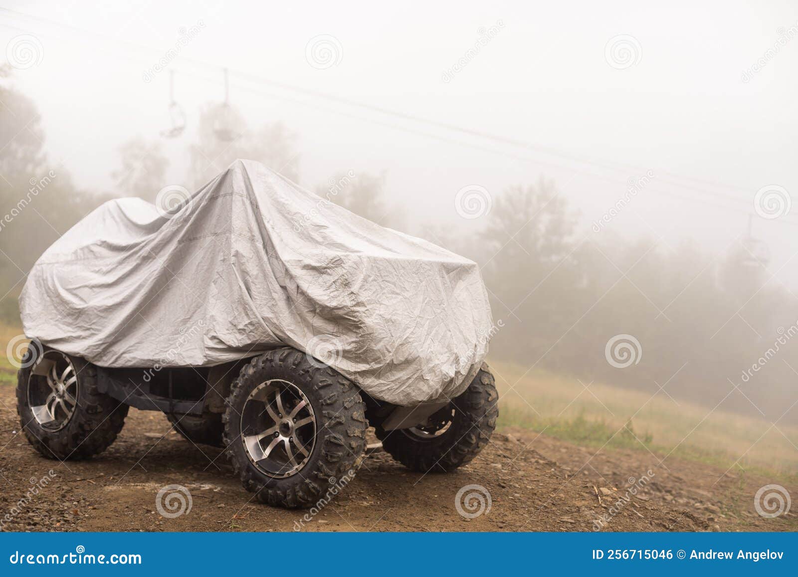 Tracked Quad Bike Covered with a Cape Stands. Stock Photo - Image of ...