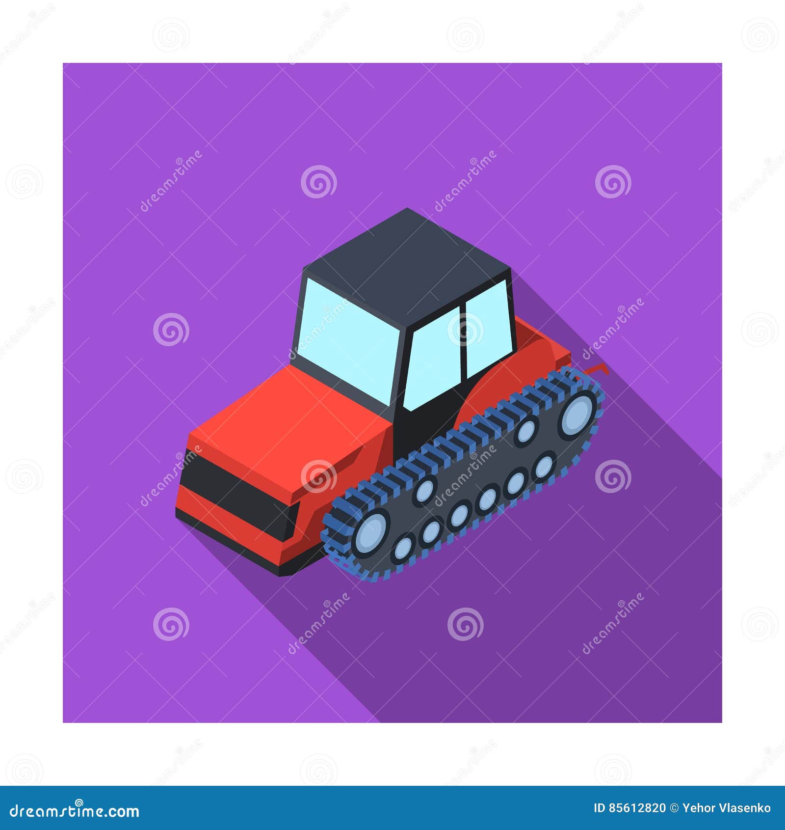 Tracked Tractor Icon in Flat Style Isolated on White Background ...
