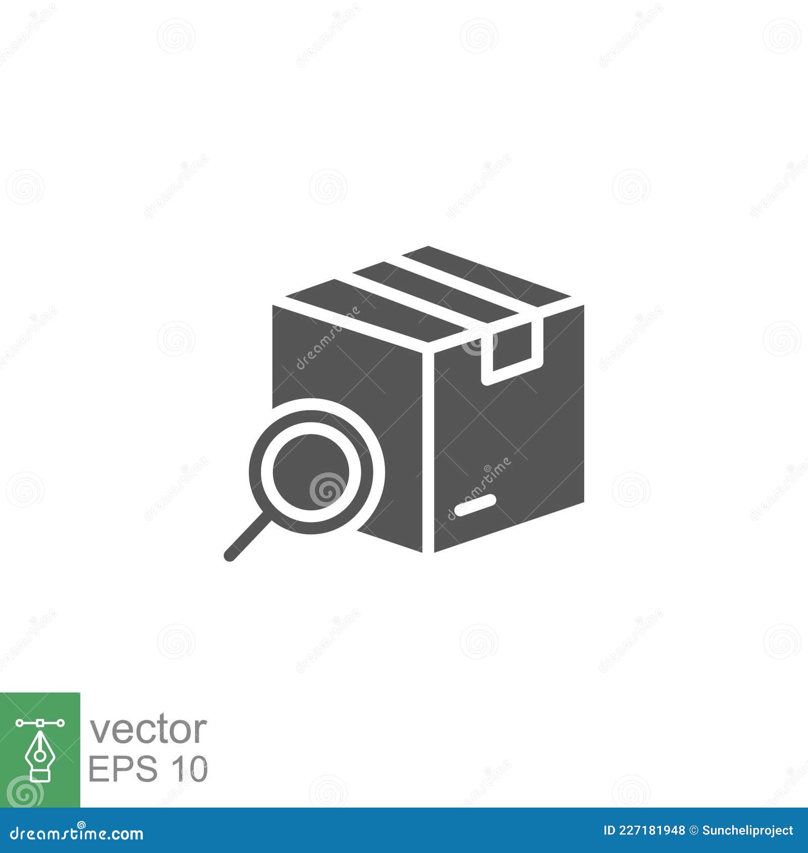 Tracking Package Solid Icon. Search Package in Distribution Stock ...
