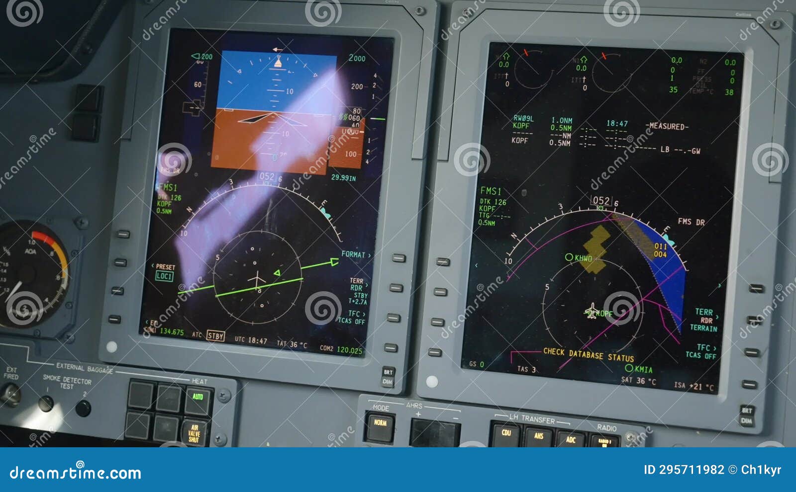 Tracking Shot of Pilot S Main Displays and Warning System Inside ...
