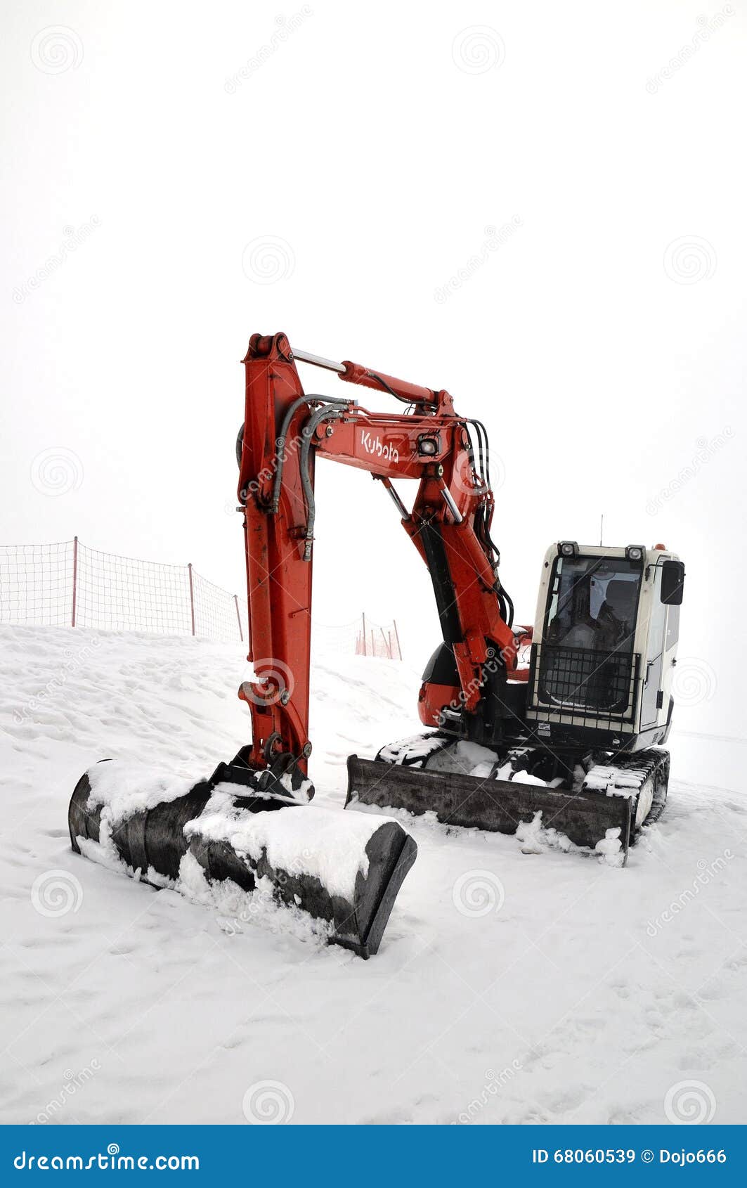 Tracklaying Excavator at Top of Snow Mountain Stock Image - Image of ...