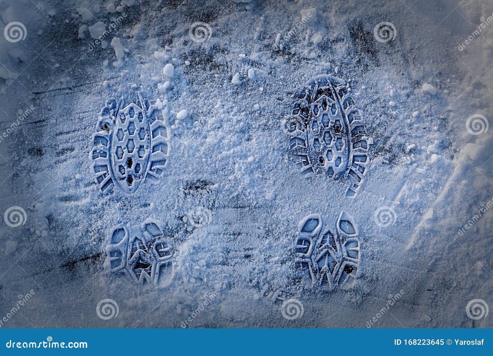 Tracks from Boots in the Snow Stock Image - Image of shoes, backdrop ...