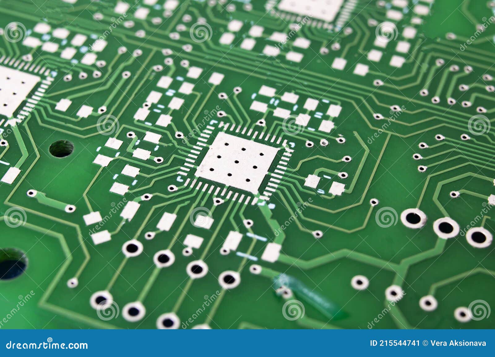 Tracks on the Green PCB Close Up Stock Image - Image of line, circuit ...