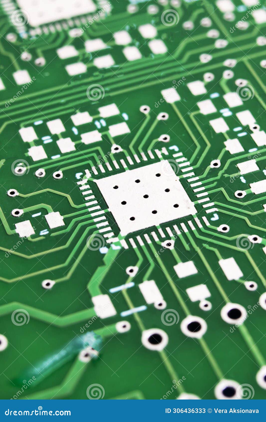 Tracks on the Green PCB Close Up Stock Image - Image of line, green ...