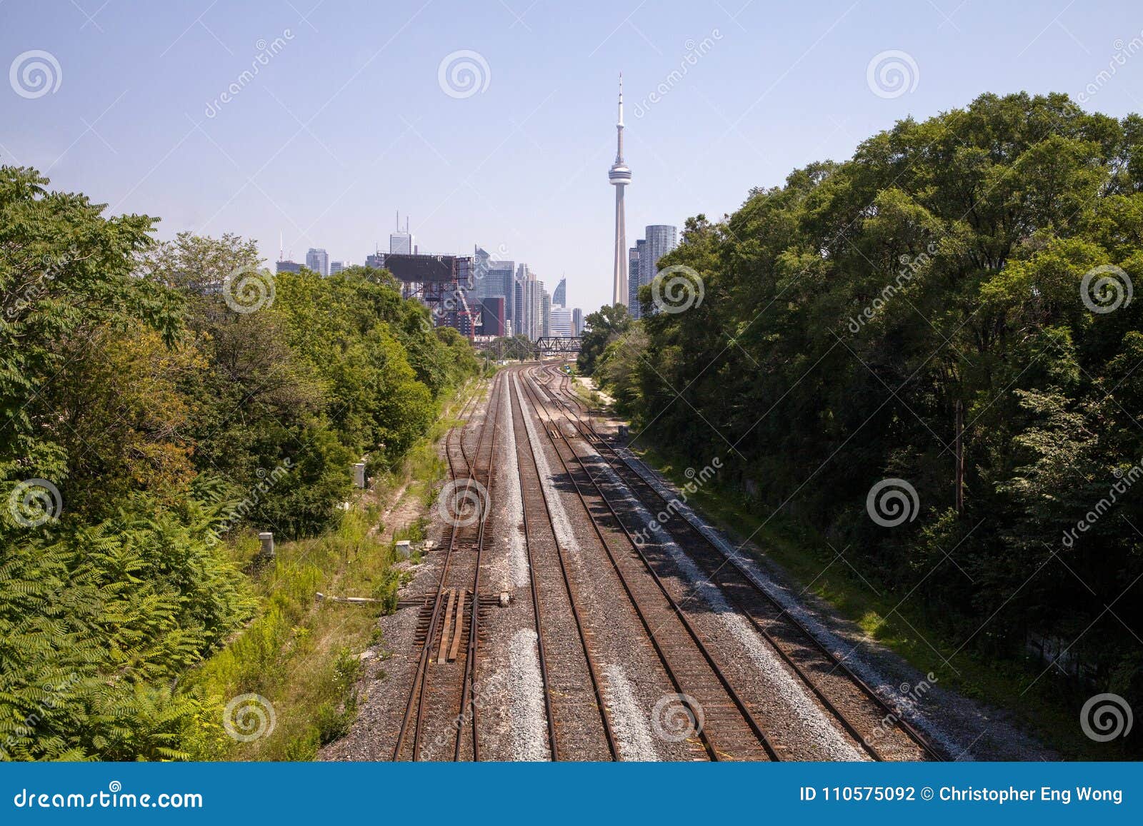 The Train Tracks Leading into Downtown Toronto Stock Photo - Image of ...
