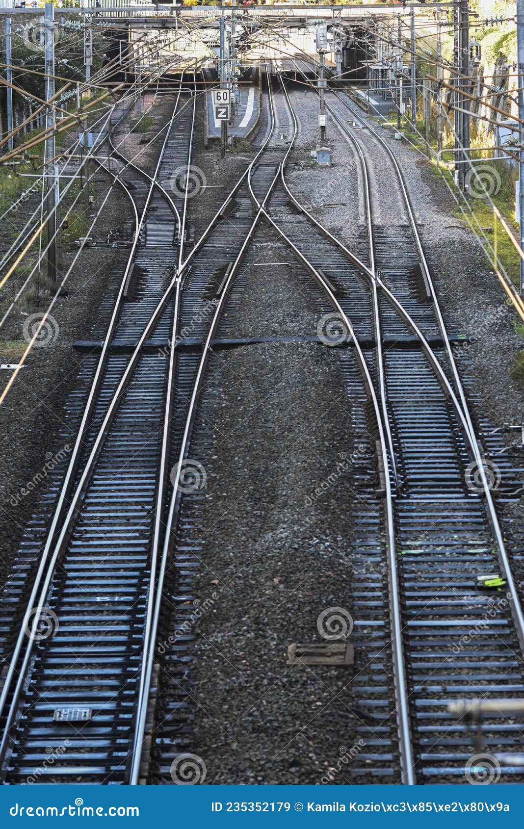 Railway Infrastructure On A Summer Day. Tracks, Rails, Wires And ...