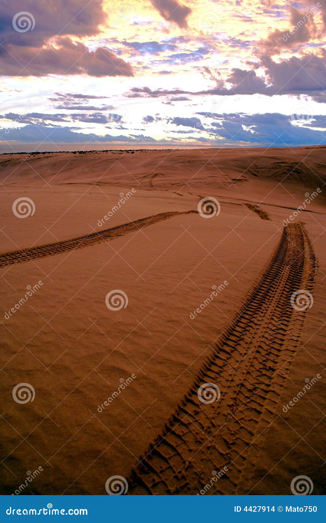 Tracks in sand stock photo. Image of calm, landscape, road - 4427914