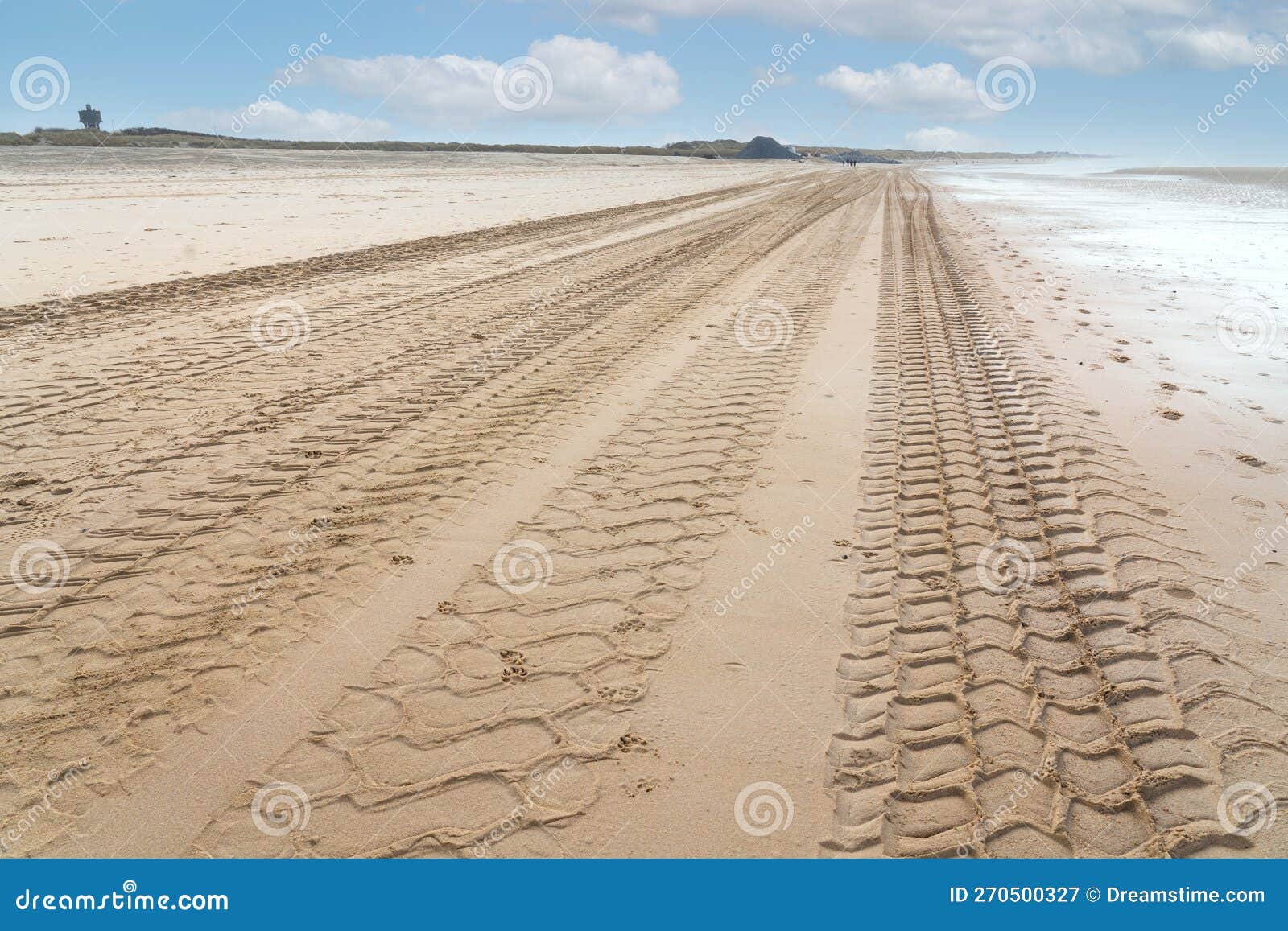 Tracks in the sand stock image. Image of truck, land - 270500327