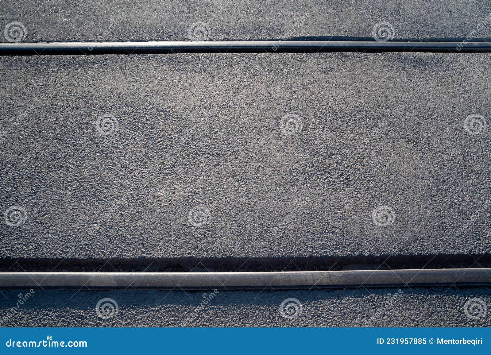 Railroad Tracks in the Asphalt Stock Image - Image of gray, city: 231957885