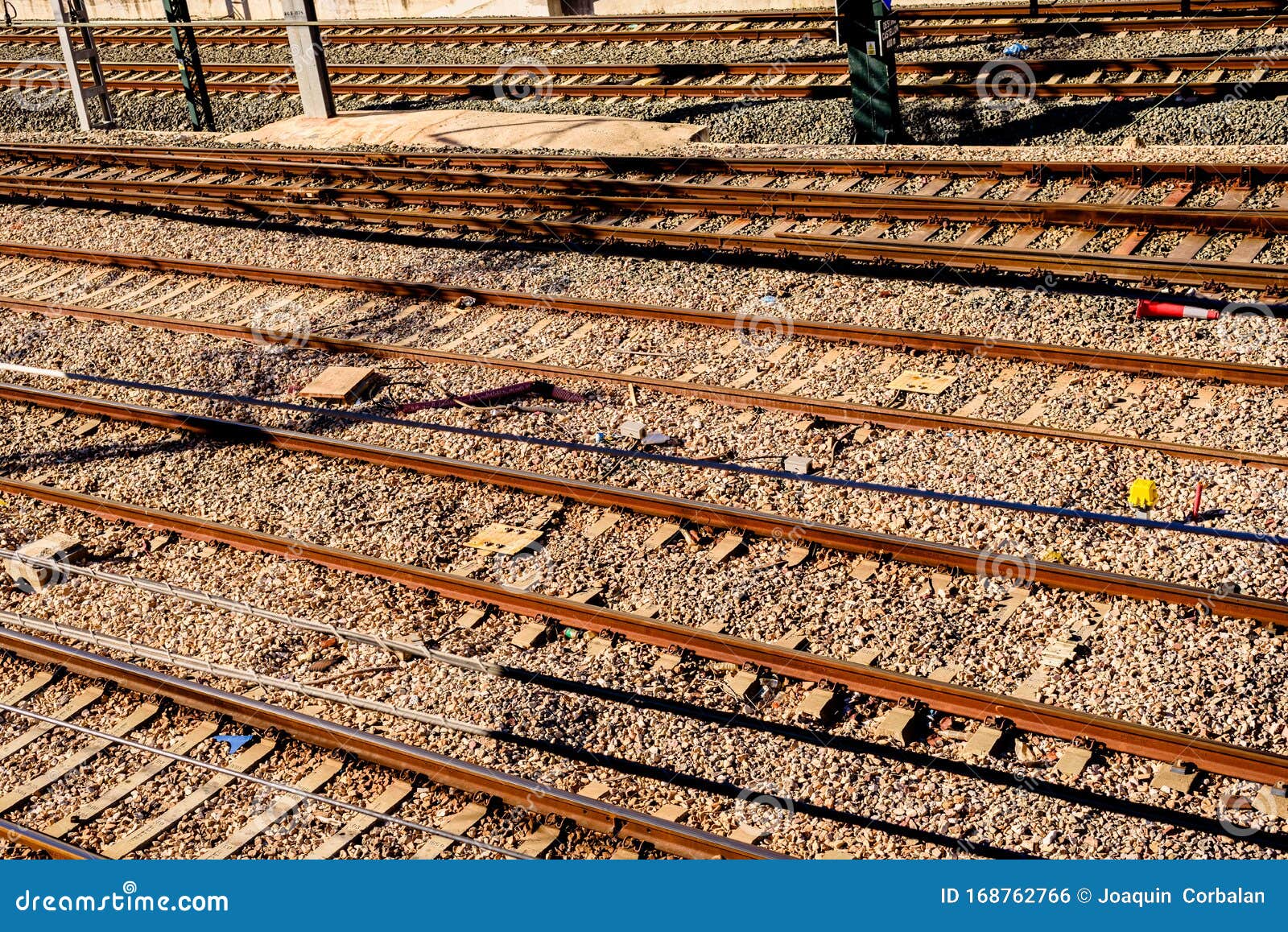 Tracks of a Train Near a Station. Stock Photo - Image of direction ...