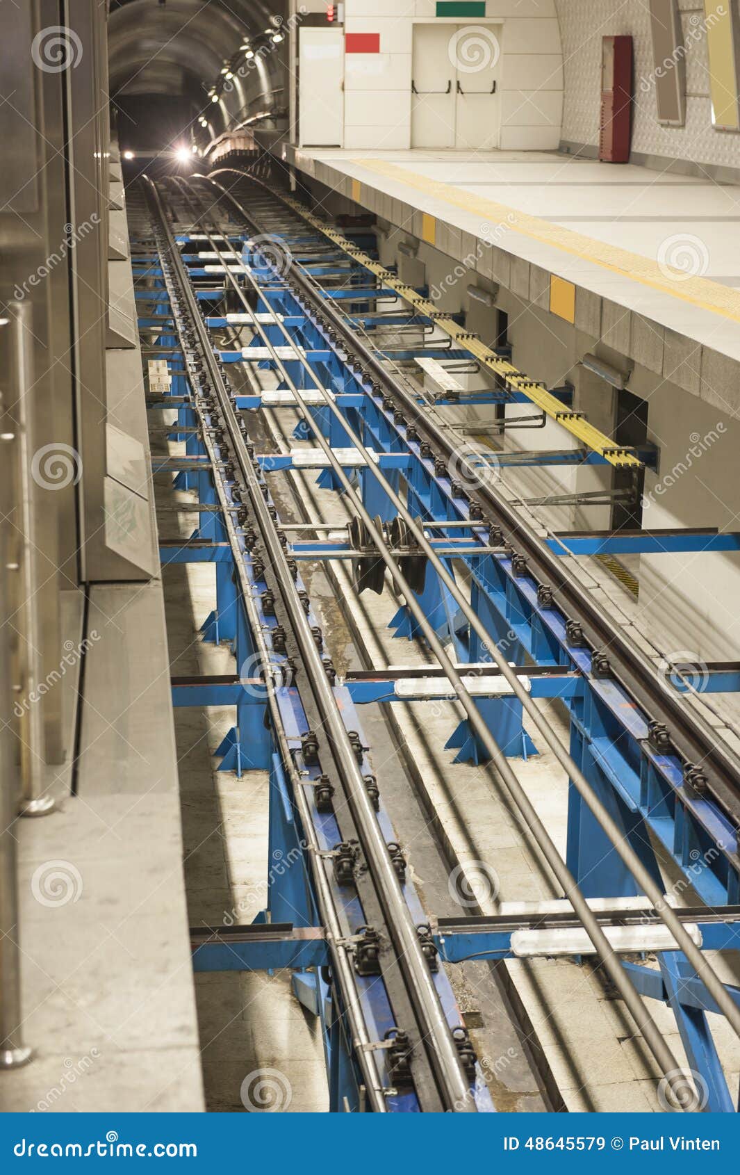 Tracks at an Underground Metro Station Stock Image - Image of railway ...