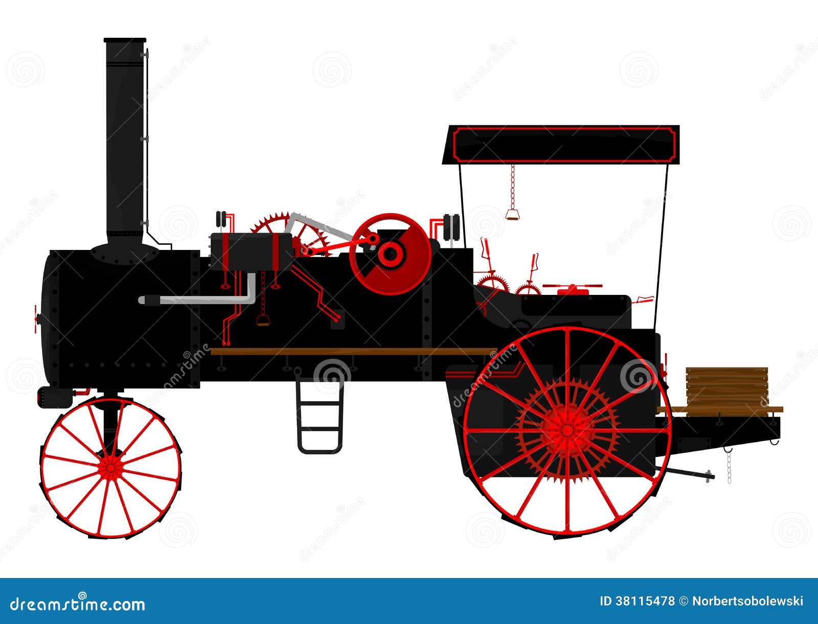The Vintage Traction Engine Cartoon Vector | CartoonDealer.com #224263969