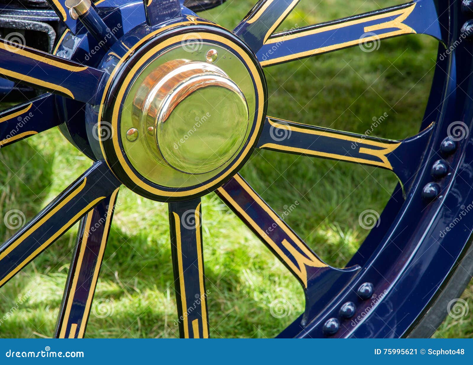 Traction engine wheel stock image. Image of detail, spoke - 75995621
