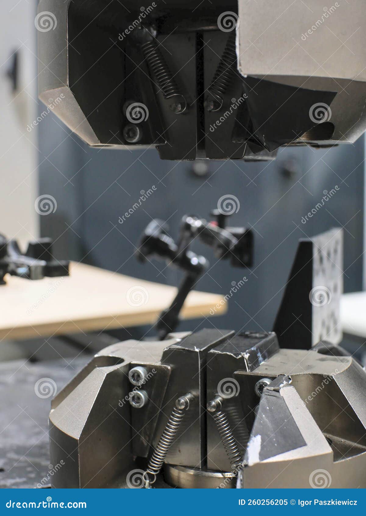 Traction Machine Jaws, for Mechanical Tests. Stock Image - Image of ...