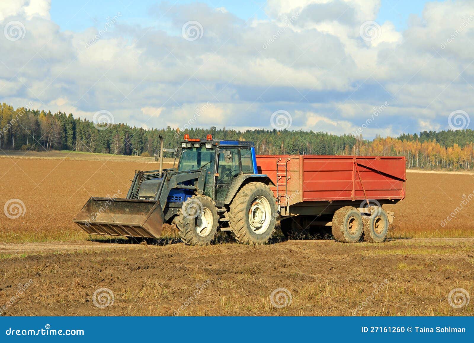Agricultural Trailer Loaded With Six Hay Silage Bales Wrapped With ...
