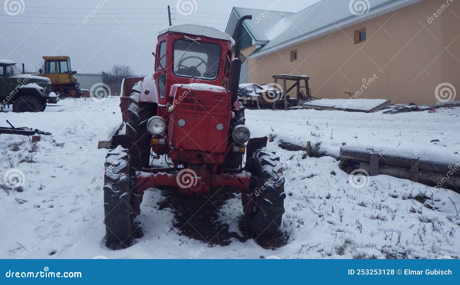 Tractor in Agriculture and Farming in Winter Stock Photo - Image of ...