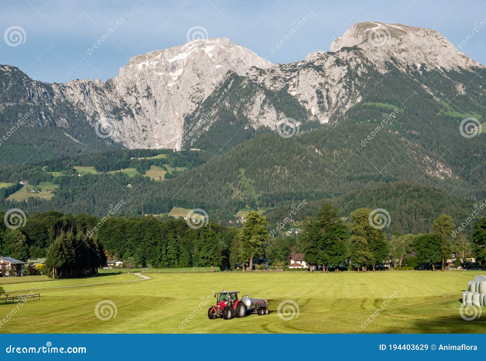 Tractor in Agriculture in the Mountains Stock Image - Image of meadow ...