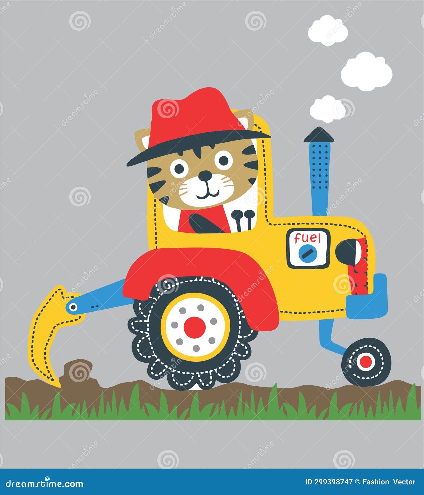 Tractor Animals Little Lion Print Vector Art Stock Illustration ...