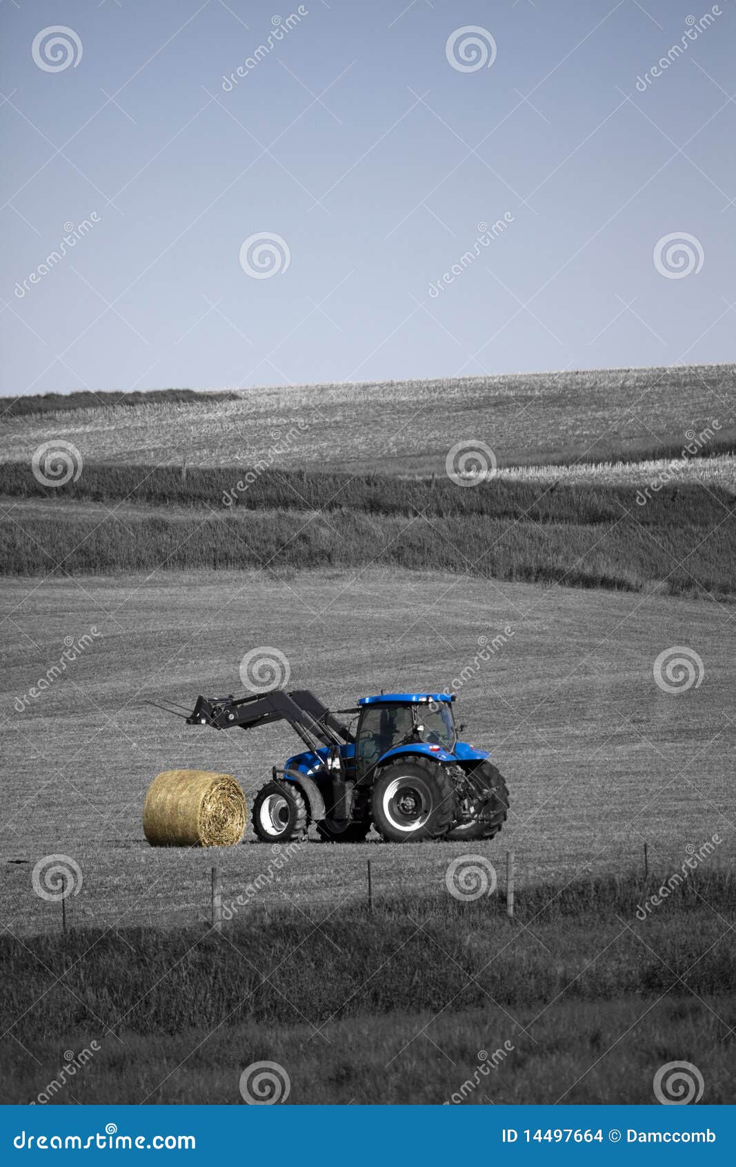 Tractor with Bail of Hay stock photo. Image of fields - 14497664