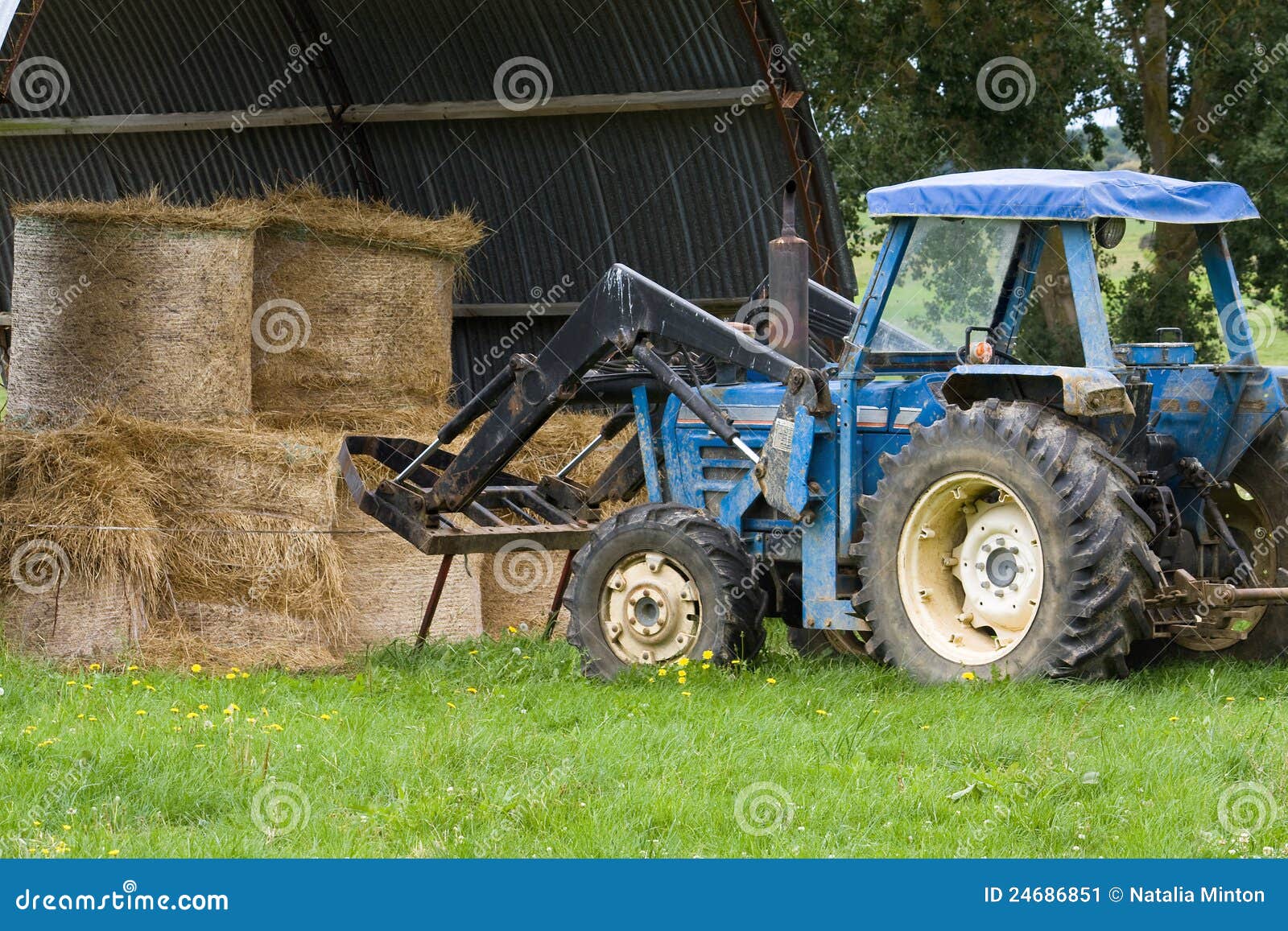 Tractor barn haystacks stock image. Image of agriculture - 24686851