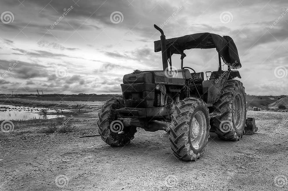 Tractor in black and white stock photo. Image of farming - 28614406
