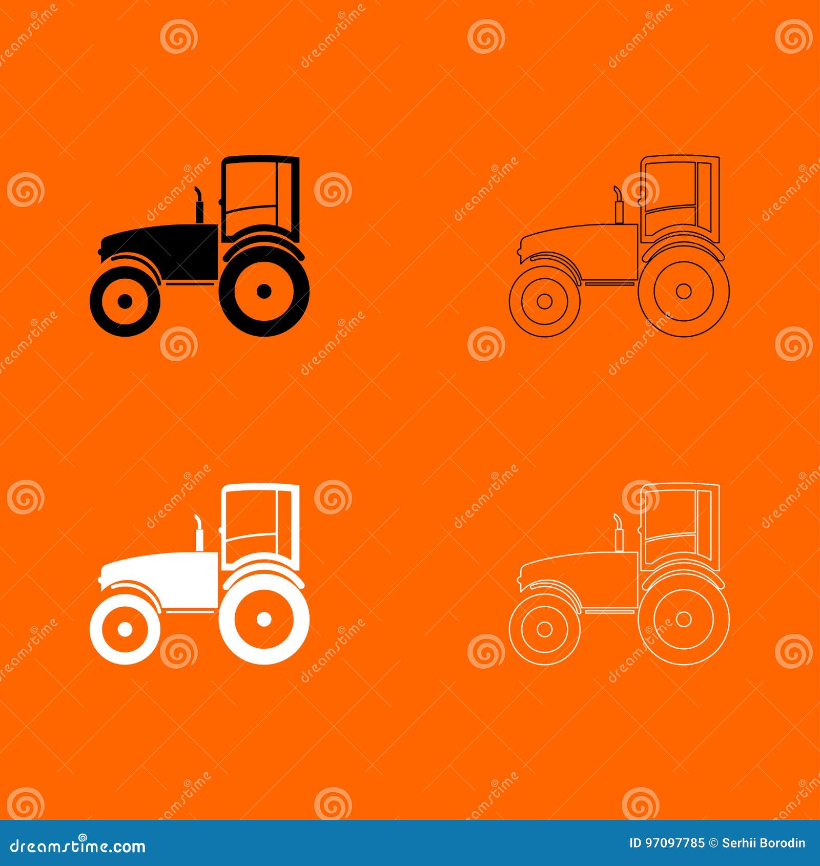 Tractor Black and White Set Icon . Stock Vector - Illustration of ...