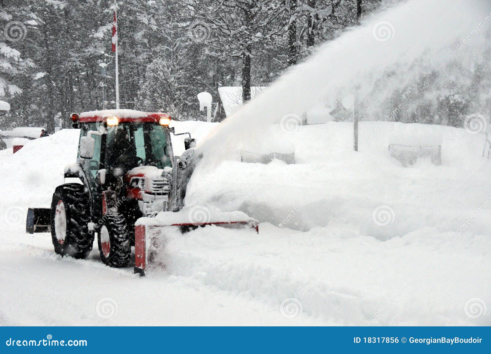 A Red Tractor In The Snow Royalty-Free Stock Photography ...