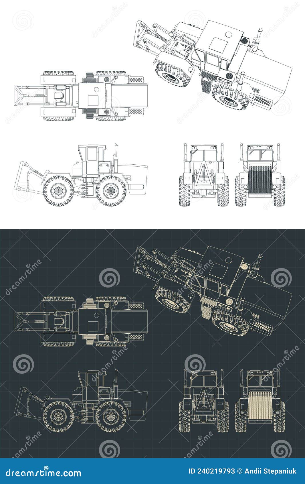 Tractor blueprints stock vector. Illustration of industry - 240219793