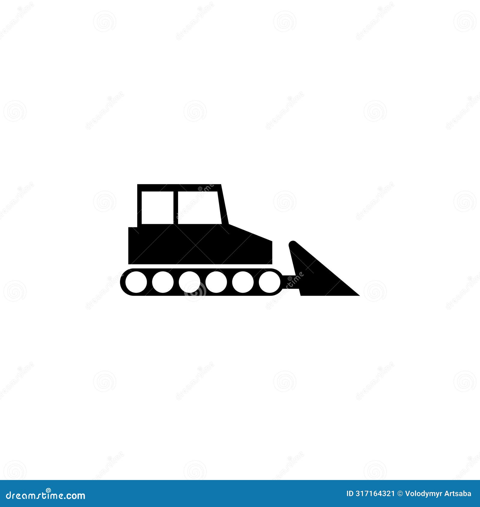Tractor with Bucket, Bulldozer Flat Vector Icon Stock Illustration ...