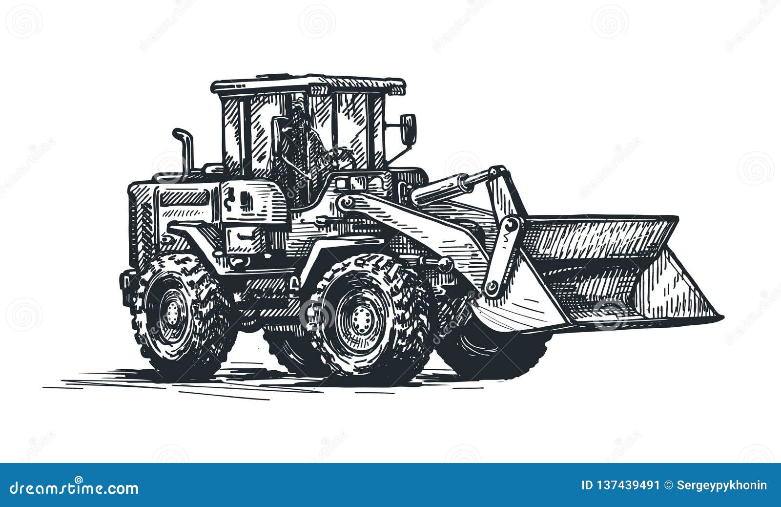 Dozer Bulldozer Tractor Sketch Excavation Work Heavy Construction