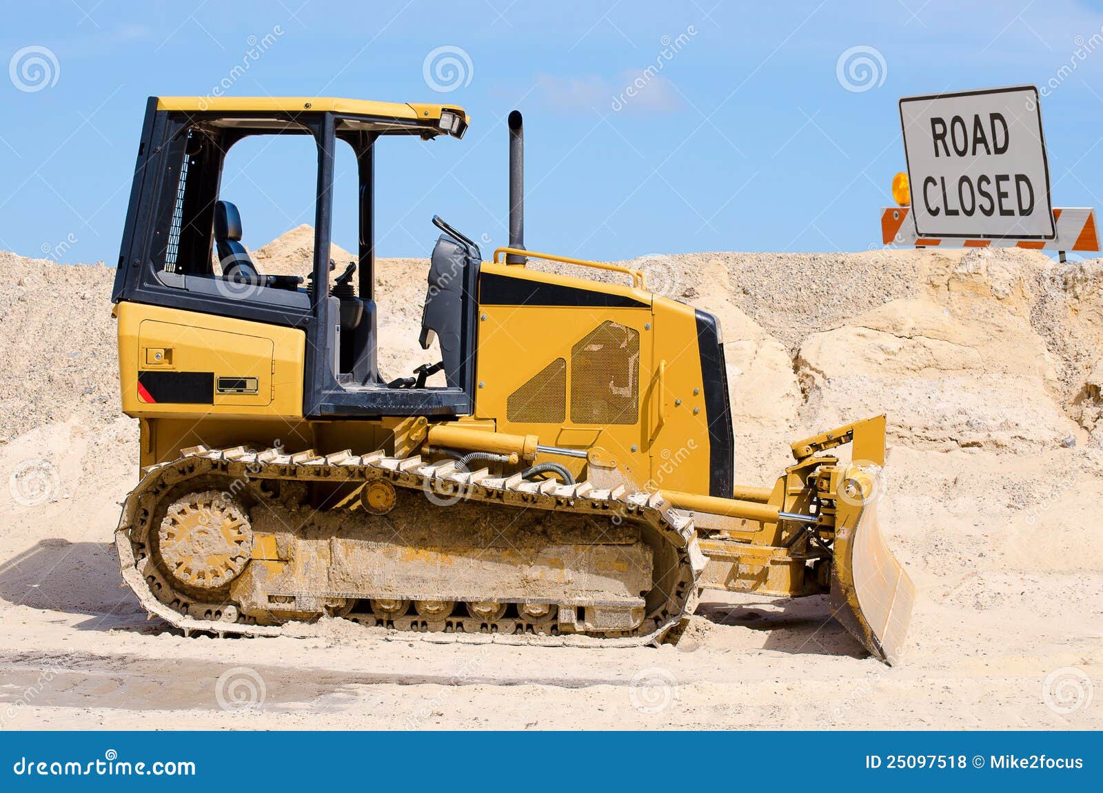 Tractor Bulldozer Working On Road Construction Stock Photo - Image ...