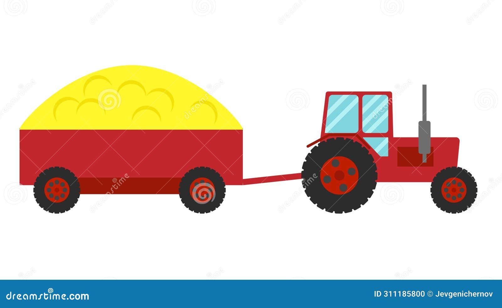 Tractor Carrying Crops Flat Style Stock Vector - Illustration of ...