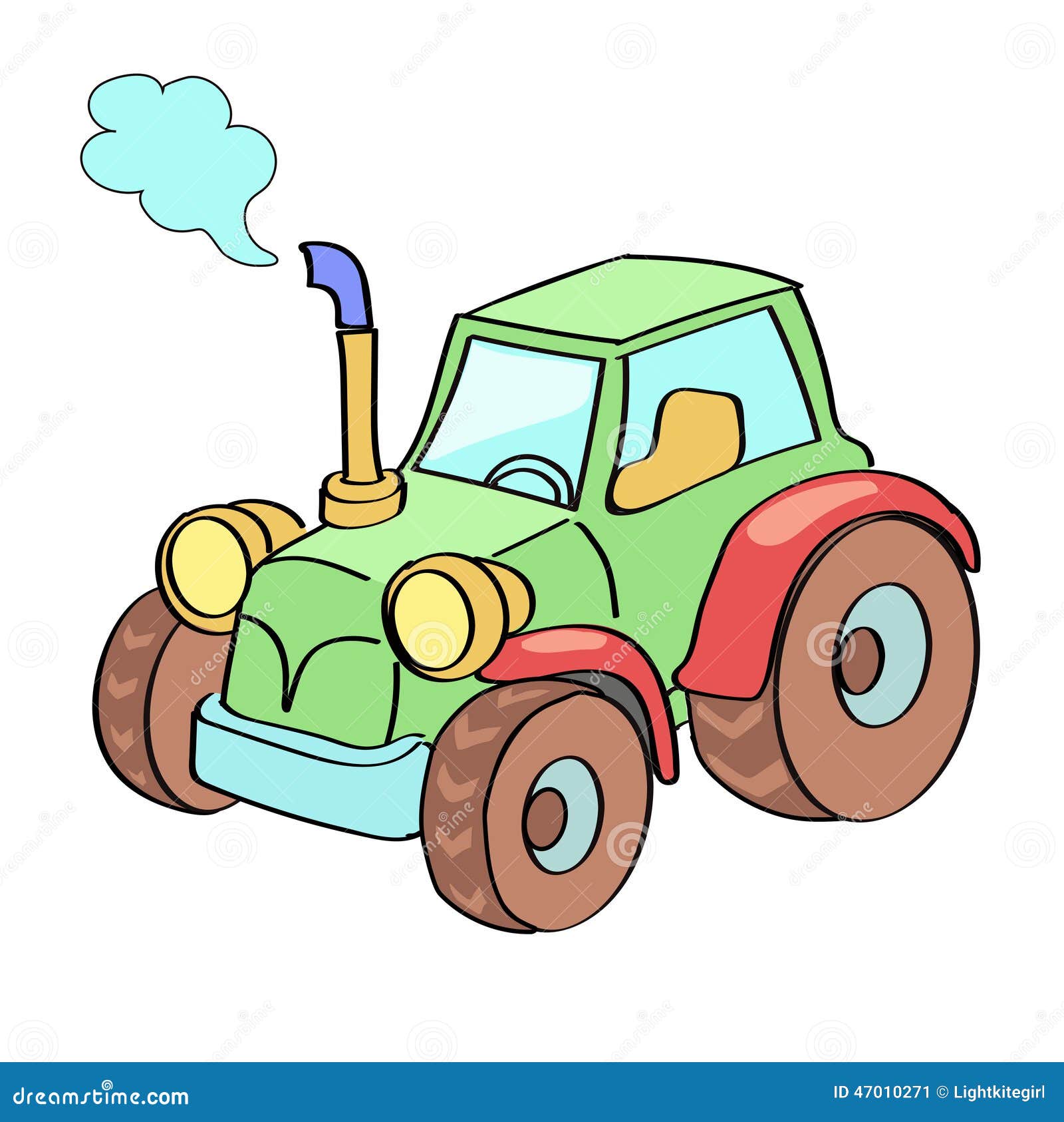 Tractor In Cartoon Style, Coloring Page, Education Paper Game For The ...