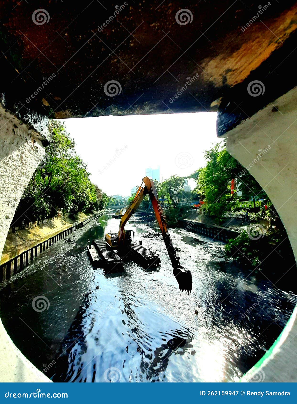 Tractor Cleaning River Stream Stock Image - Image of cleaning, vehicle ...