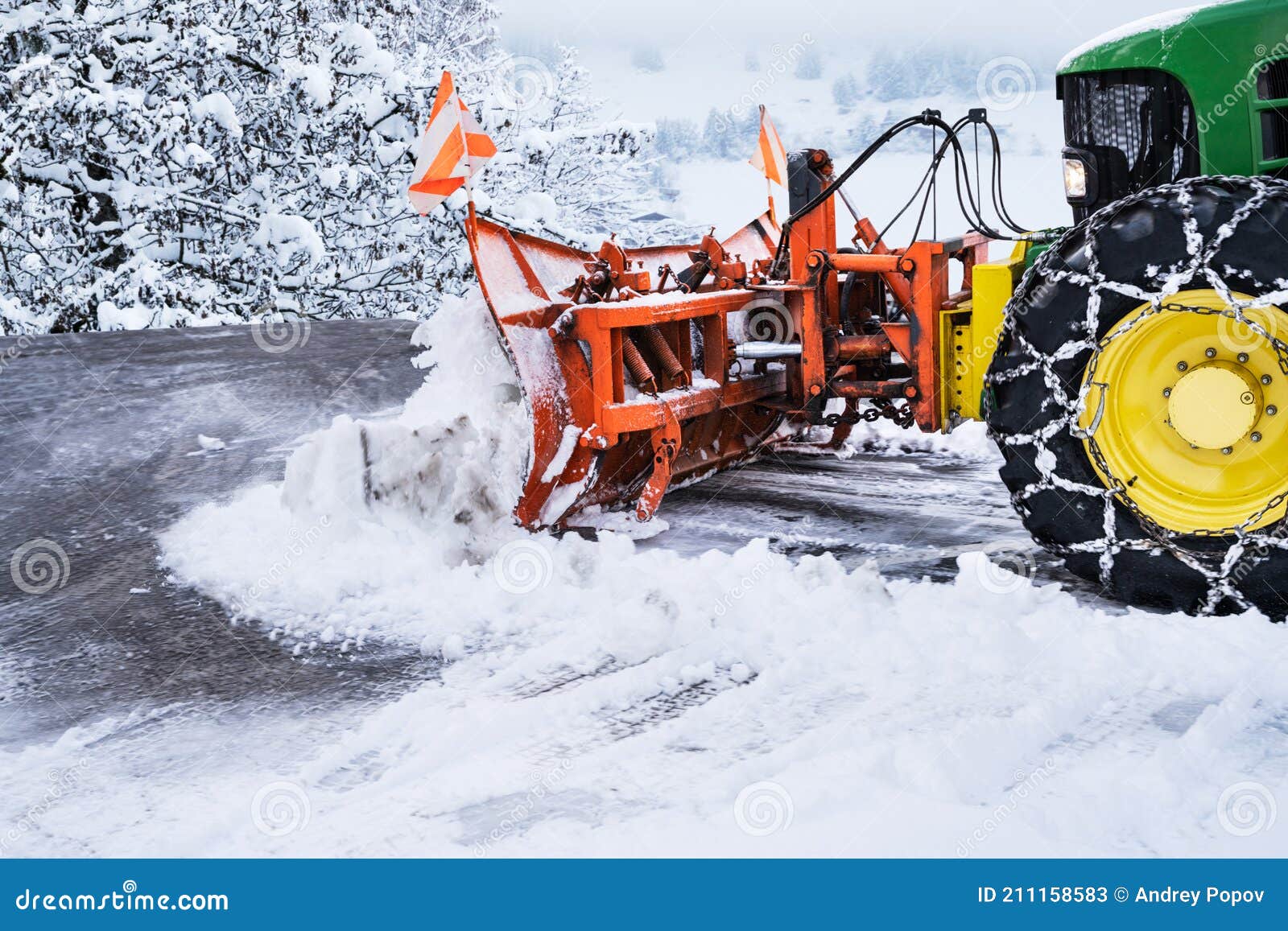 Tractor Cleaning Road from Snow Editorial Stock Photo - Image of plow ...