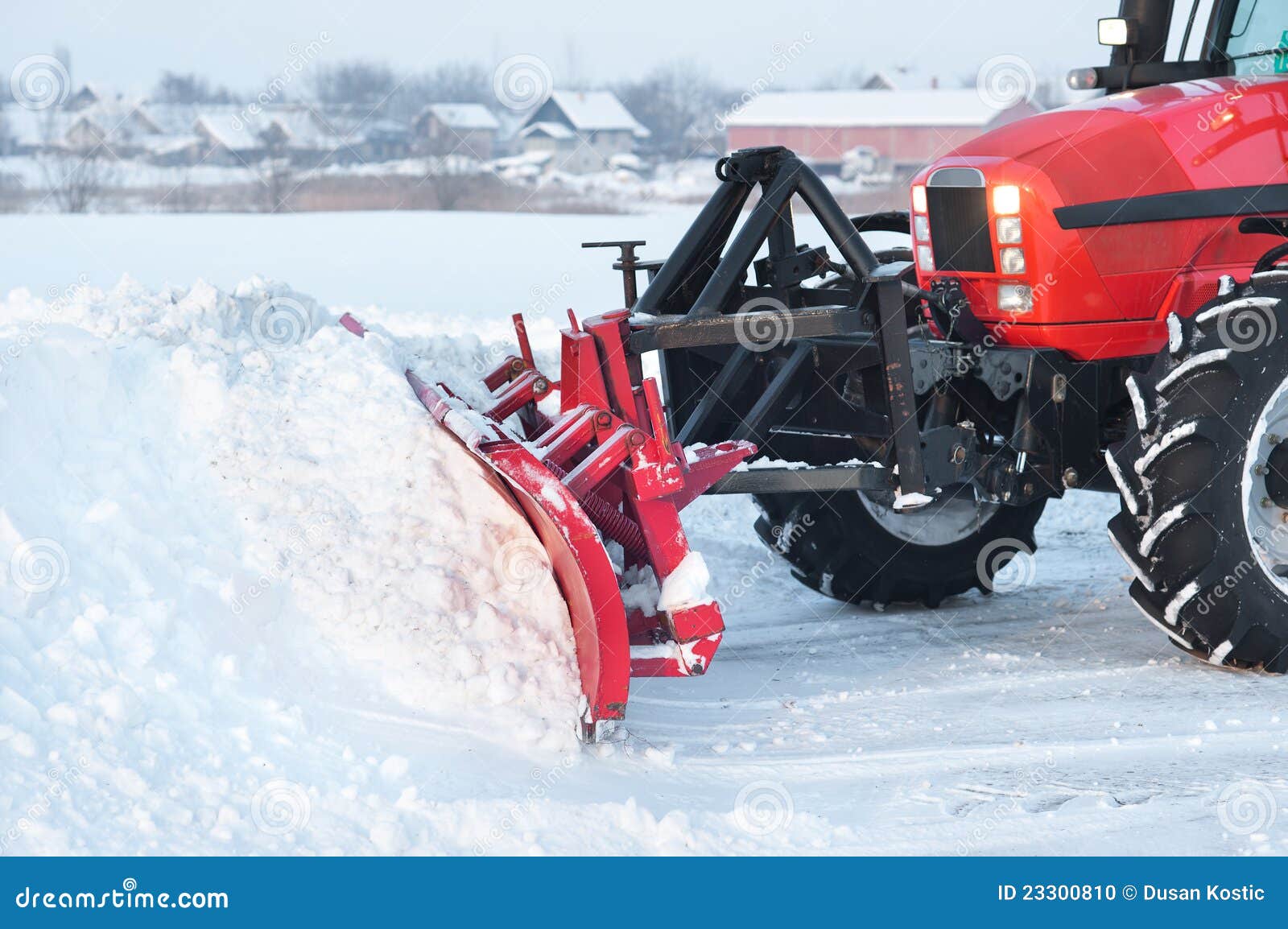 Tractor cleaning snow stock photo. Image of path, curve - 23300810