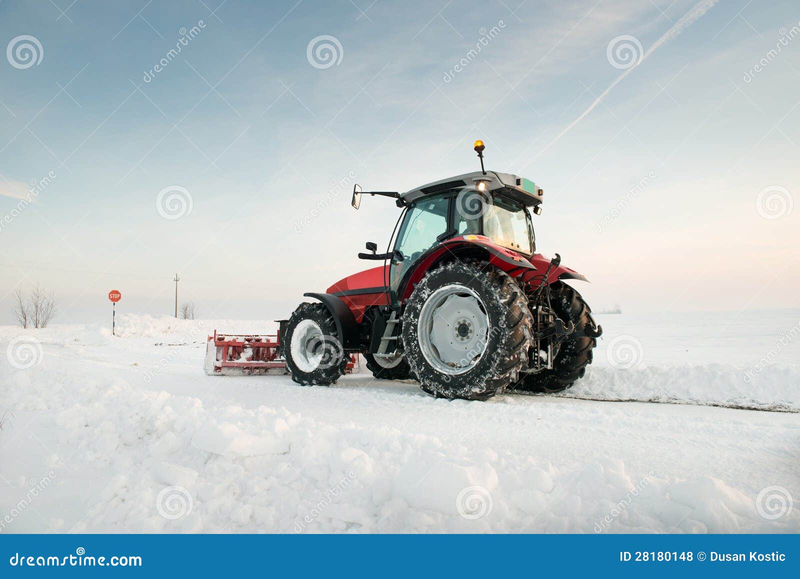 Tractor cleaning snow stock photo. Image of snow, wheel - 28180148