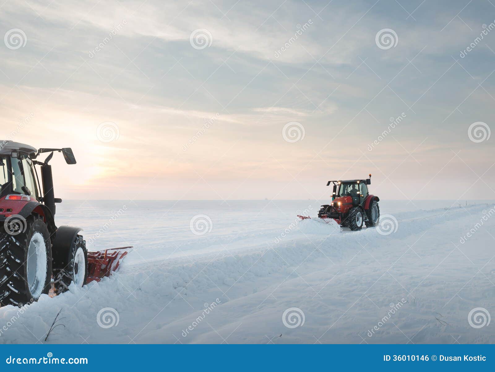 Tractor cleaning snow stock photo. Image of cold, winter - 36010146