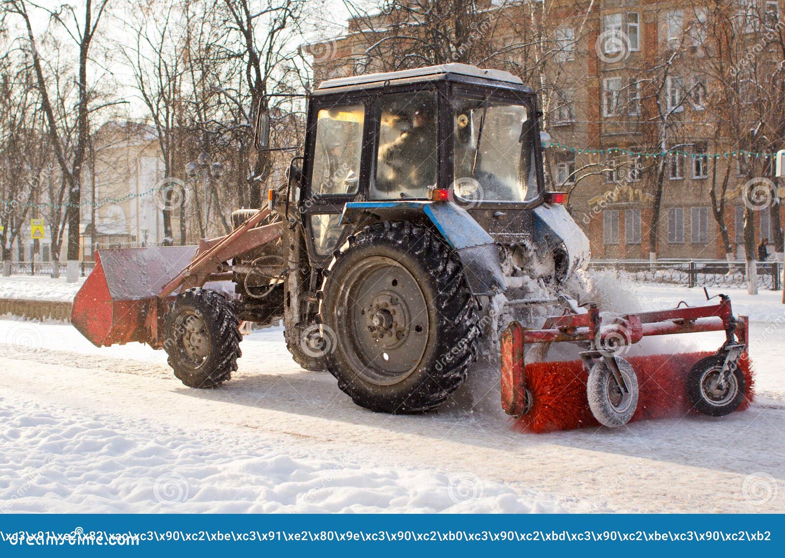Tractor cleaning snow stock image. Image of sweeping - 37111739